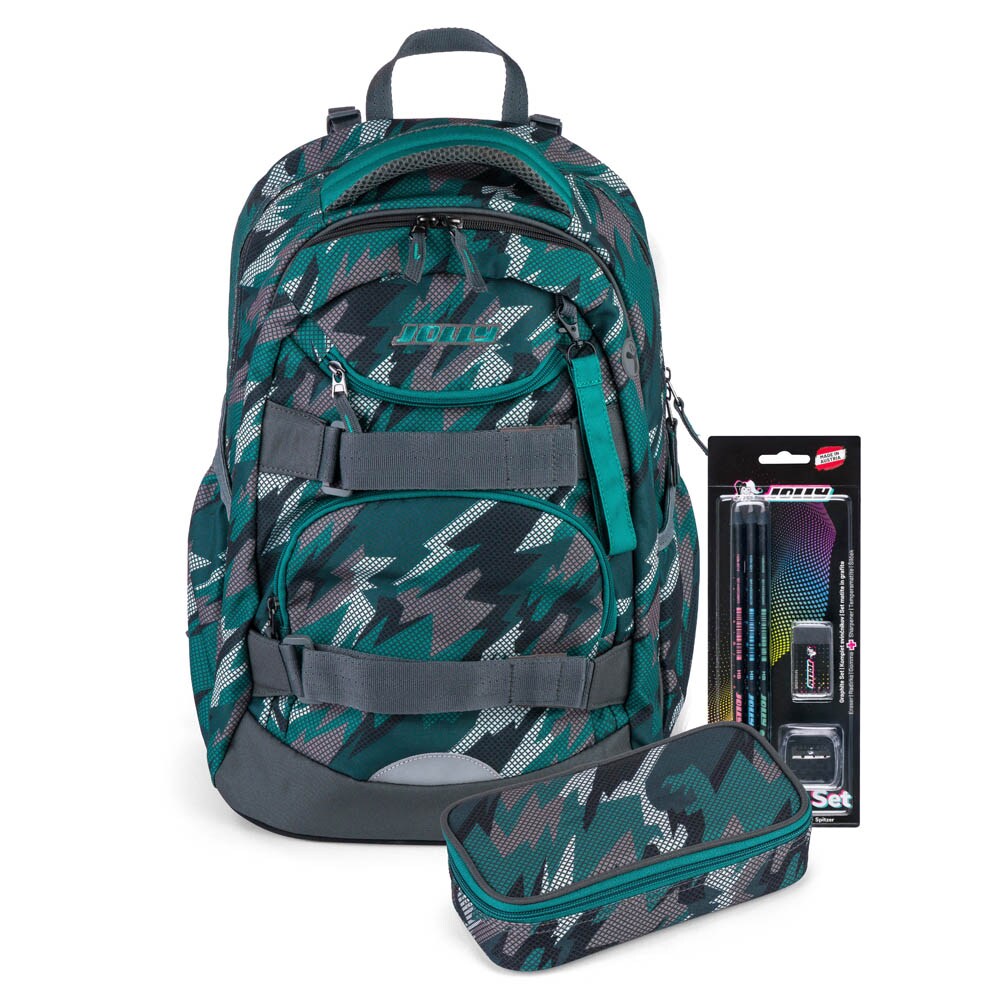 JOLLY Schulrucksack Next Gen Kunstfaser grün/schwarz >> büroshop24