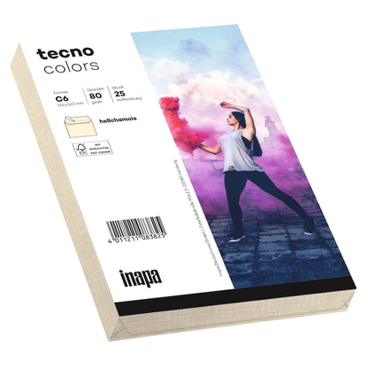 tecno Briefumschläge colors DIN C6 ohne Fenster hellchamois haftklebend ...