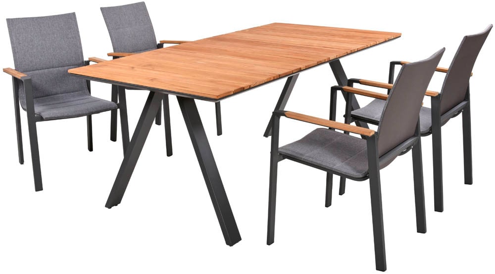 Garden Pleasure Sitzgruppe DAVINA grau, anthrazit Kunststoff, Metall, 5 ...