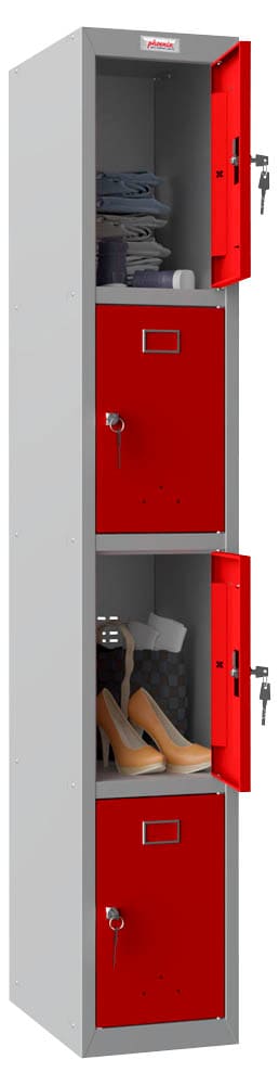 phoenix Spind Locker grau, rot PL1430GRK, 4 Schließfächer 30,0 x 50,0 x ...