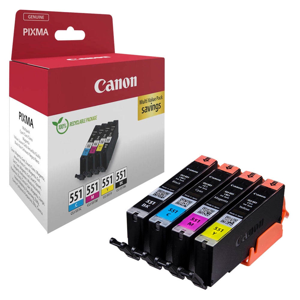Canon CLI-551 BK/C/M/Y schwarz, cyan, magenta, gelb Druckerpatronen ...