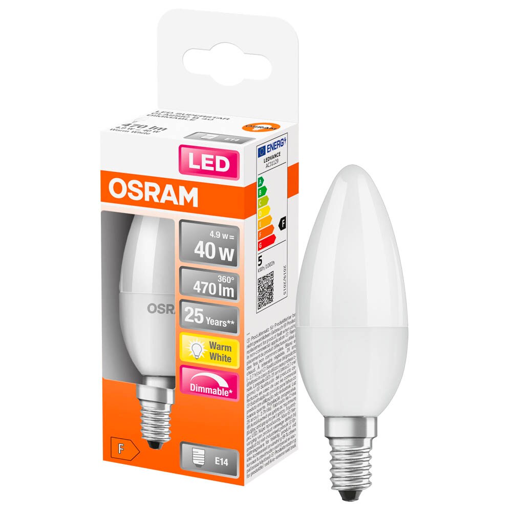 OSRAM LED-Lampe SUPERSTAR CLASSIC B 40 E14 4,9 W matt >> büroshop24