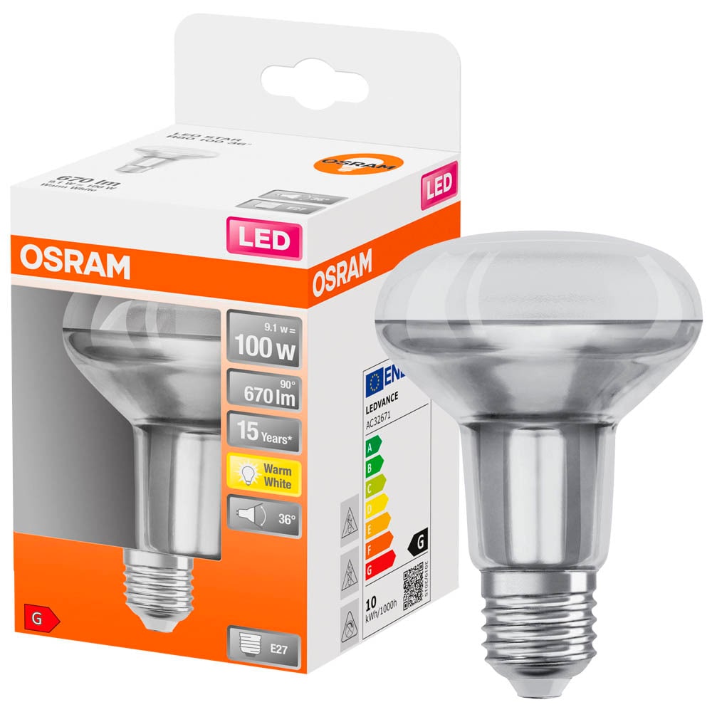 OSRAM LED-Lampe STAR R80 100 E27 9,1 W klar, 1 St. >> büroshop24