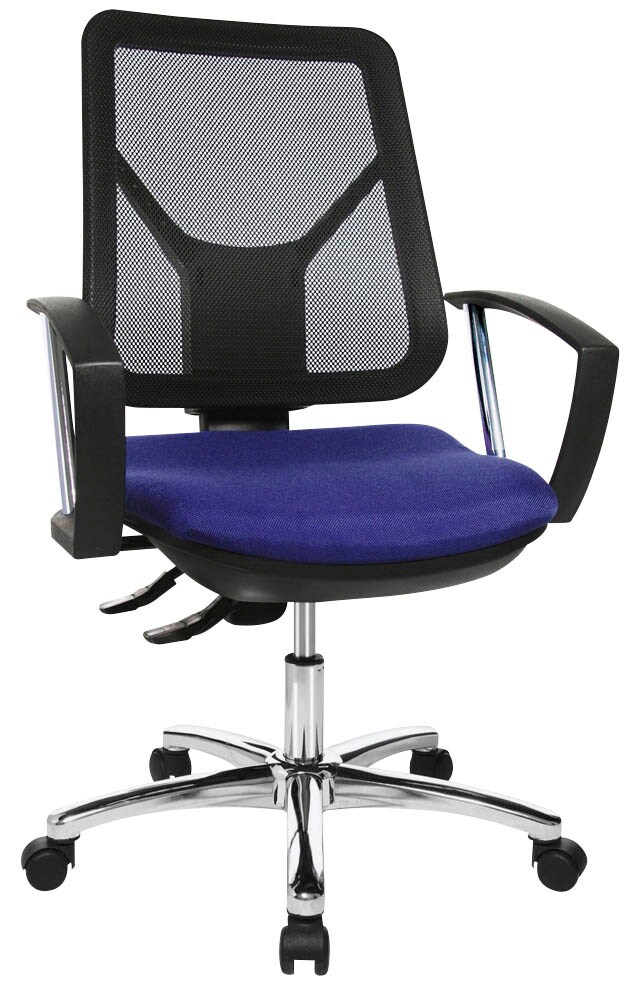 Topstar Bürostuhl Ergo Steel Net Stoff blau, Gestell chrom >> büroshop24