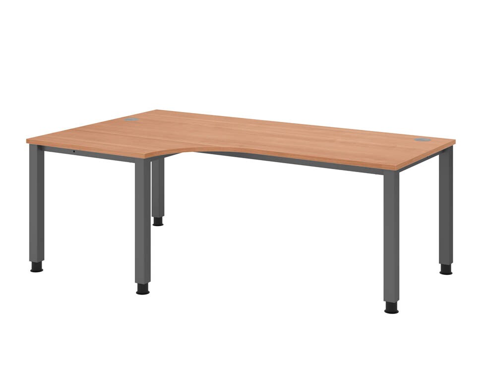 HAMMERBACHER QS82 höhenverstellbarer Schreibtisch nussbaum L-Form, 4 ...