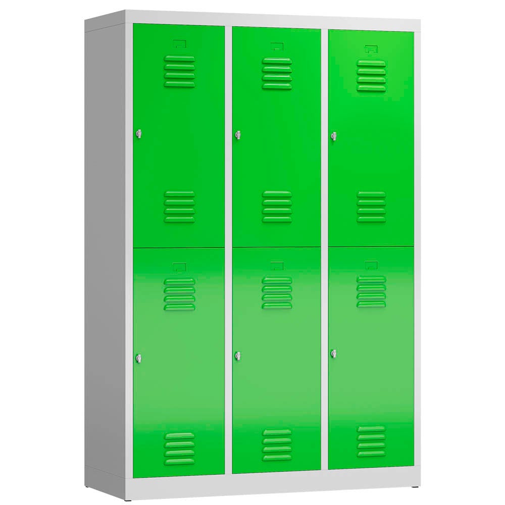 ClassiX Spind gelbgrün, lichtgrau X-523235, 6 Schließfächer 118,5 x 50,0 x 180,0 cm >> büroshop24