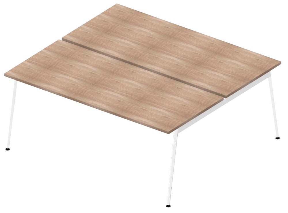 Quadrifoglio Doppelschreibtisch ulme rechteckig, 4-Fuß-Gestell weiß 180 ...