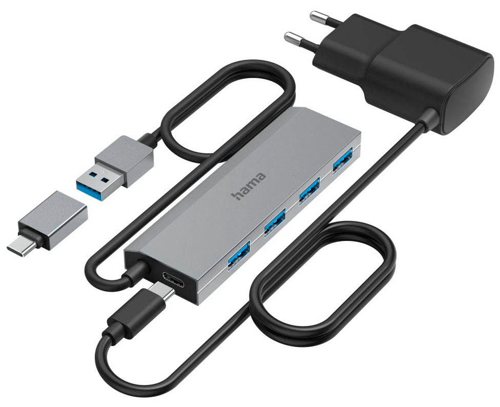 hama USB-Hub 4-fach grau >> büroshop24