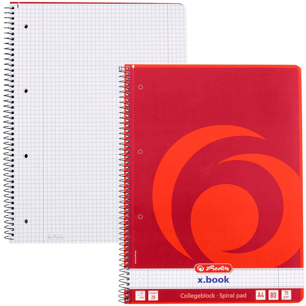 herlitz Collegeblock x.book Lineatur 28 kariert DIN A4 Innen- und ...