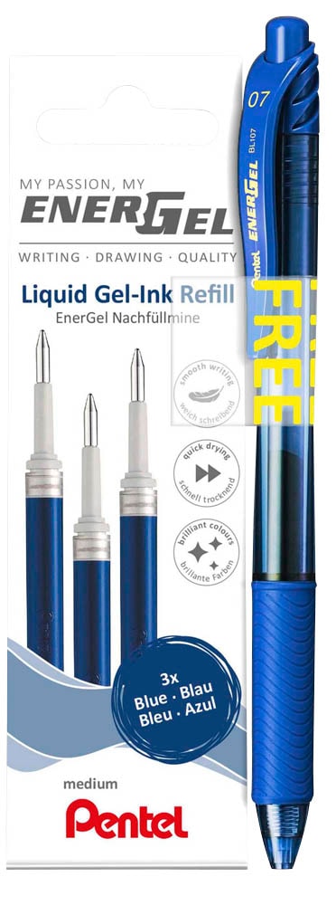 AKTION: Pentel EnerGel Gelschreiberminen blau 0,35 mm 1 Set + GRATIS Pentel EnerGel BL107 ...