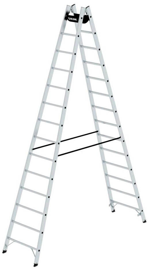 MUNK Stehleiter beidseitig 33028 silber 2x 14 Sprossen, H: 407,0 cm ...