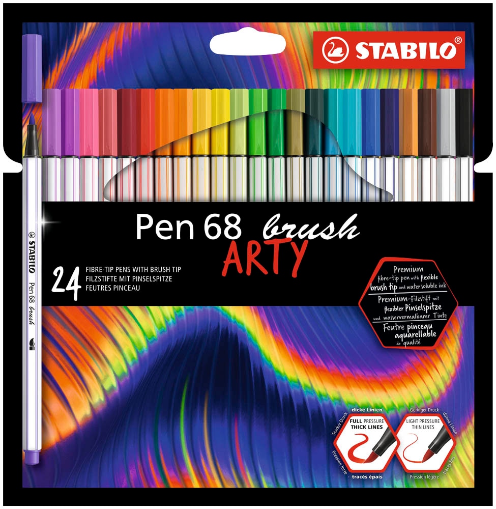 STABILO Pen 68 brush ARTY Filzstifte farbsortiert, 24 St. >> büroshop24
