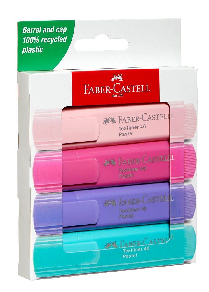 FABER-CASTELL TL 46 Pastell Textmarker farbsortiert, 4 St. >> büroshop24