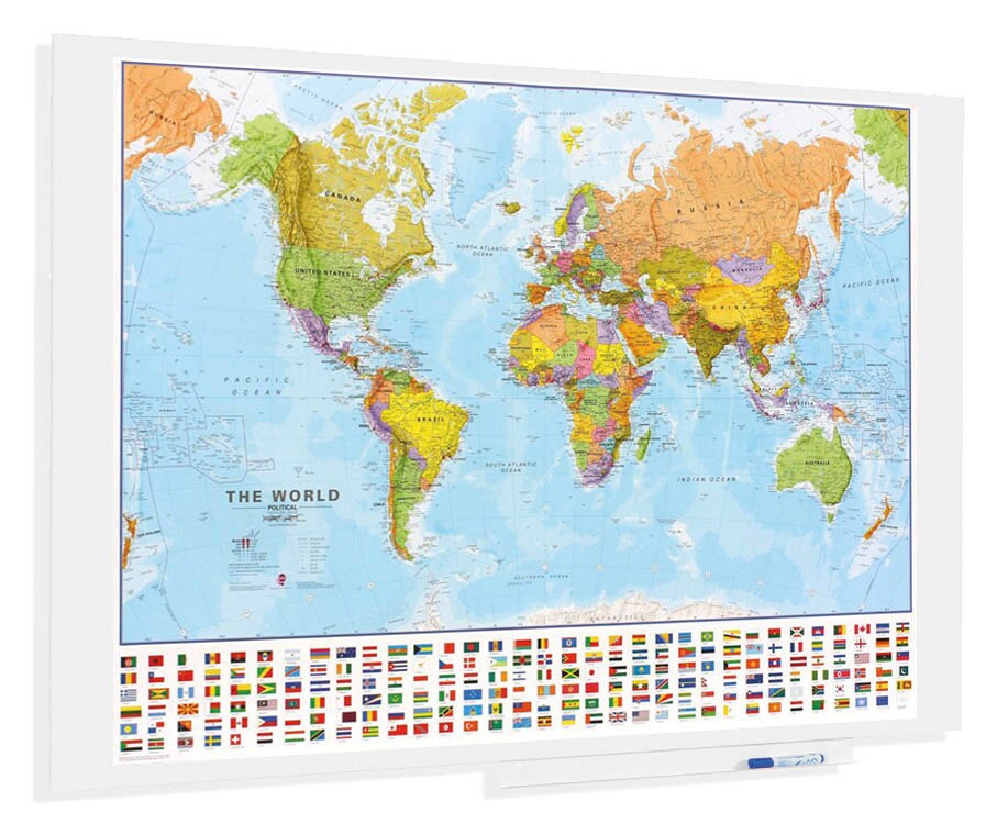 rocada Whiteboard Skin MAP Welt 150,0 x 100,0 cm bunt Stahl >> büroshop24