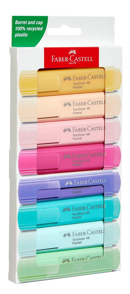 FABER-CASTELL TL 46 Pastell Textmarker farbsortiert, 8 St. >> büroshop24