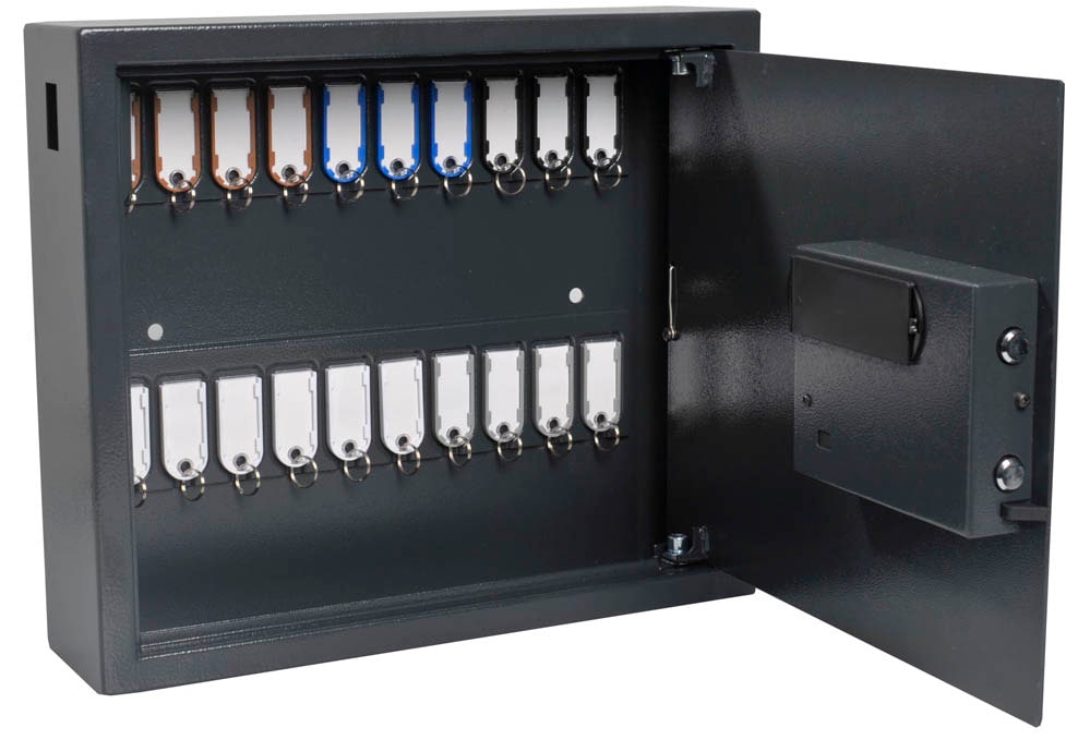 pavo High Security Magnettag Schlüsseltresor grau mit 20 Haken ...