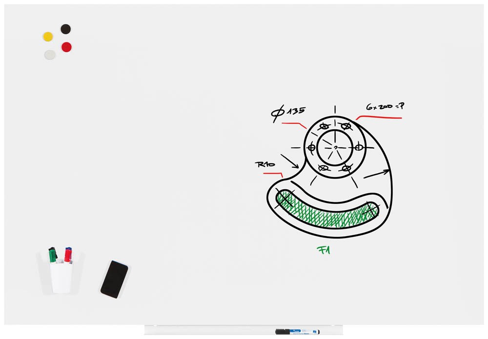 rocada Whiteboard PRO Skin 100,0 x 150,0 cm weiß spezialbeschichteter ...