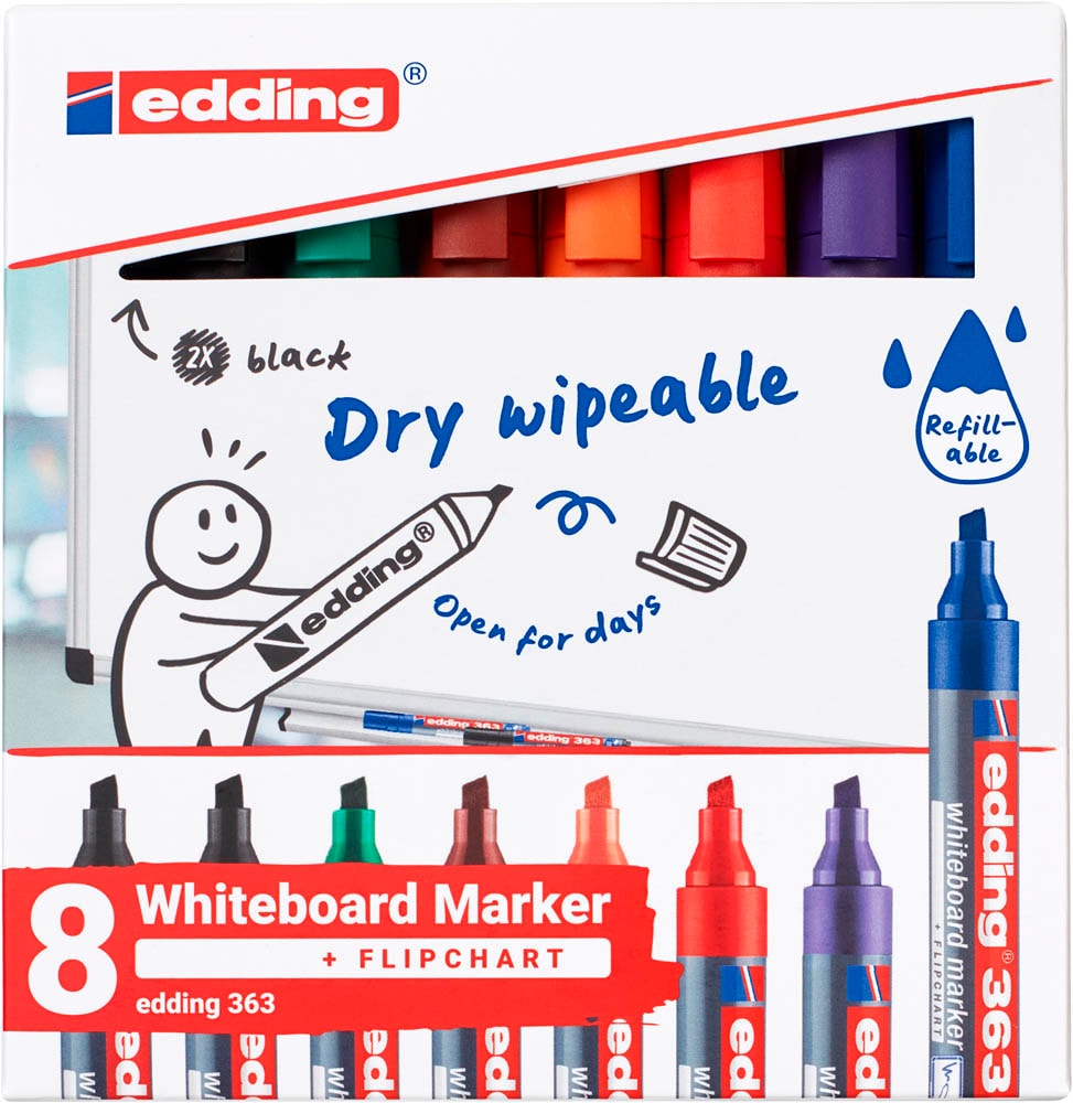 edding 363 Whiteboard-Marker farbsortiert 1,0 - 5,0 cm, 8 St. >> büroshop24