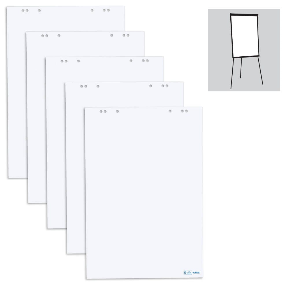 herlitz Flipchart-Papier blanko 65,0 x 98,0 cm, 20 Blatt, 5 Blöcke ...