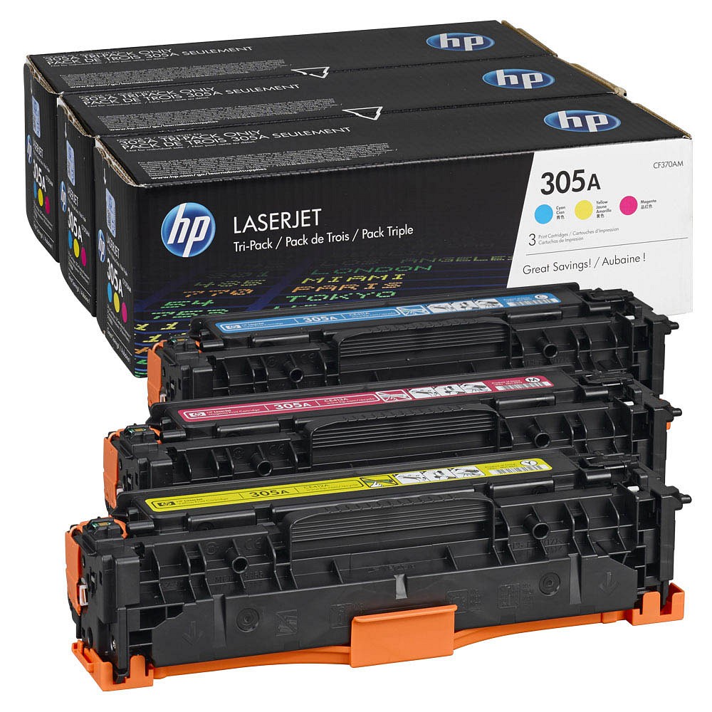 HP 305A (CF370AM) cyan, magenta, gelb Tonerkartuschen, 3er-Set ...