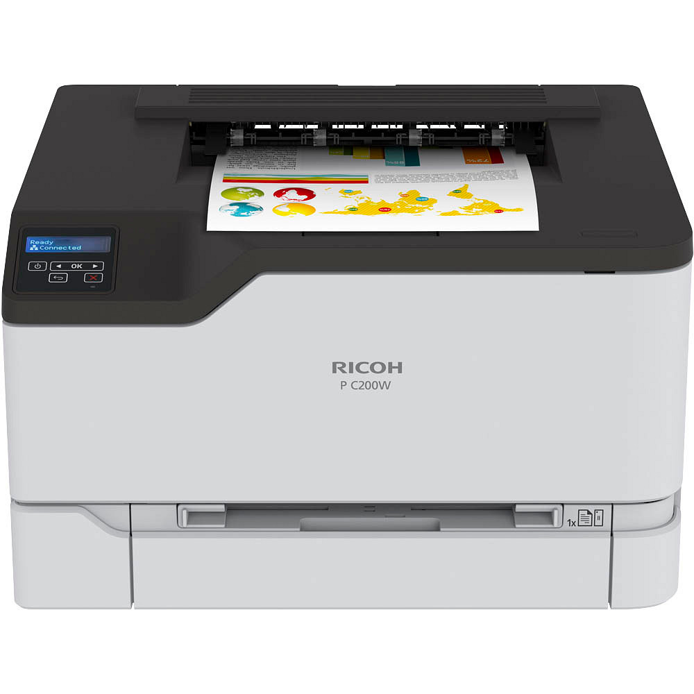 RICOH P C200W Farb-Laserdrucker grau >> büroshop24